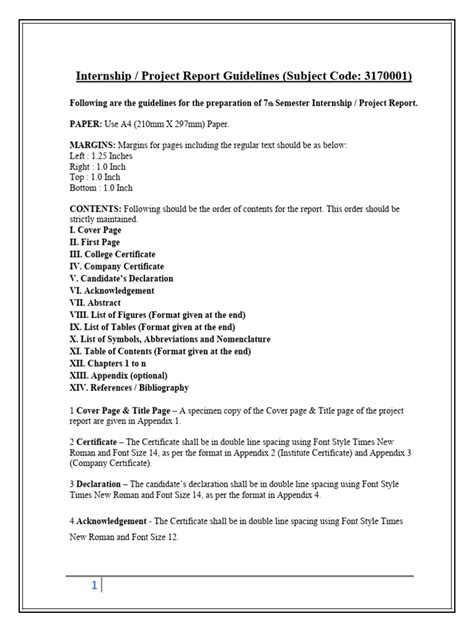 Summer Internship Report Format Pdf Paragraph Times New Roman