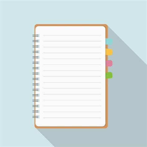 빈 나선형 메모장입니다 책갈피가 있는 메모장 웹 디자인 또는 광고를 위한 텍스트 템플릿입니다 프리미엄 벡터