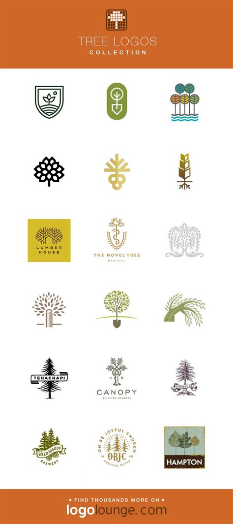 Logo Collection Tree Vector Logo Designs Trunk Leaves Branches Limbs Nature Green Plant