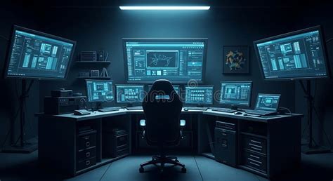 Cybersecurity Command Center Stock Illustration Illustration Of