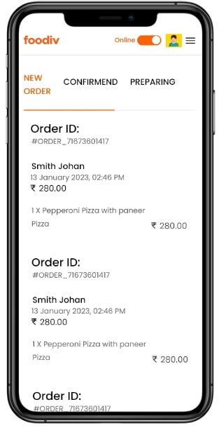 Online Pizza Delivery System Foodiv
