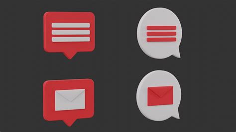 Bubble Notification Icon Set 3d Model Turbosquid 1965510