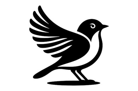 черно белый рисунок птицы с черным контуром Премиум векторы
