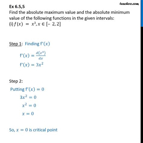 Ex 65 5 Find Absolute Maximum And Min Value Of Class 12