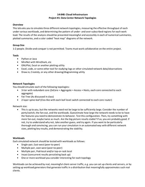 Cloud Infrastructure Data Center Network Topologies Assignments Network Design Docsity