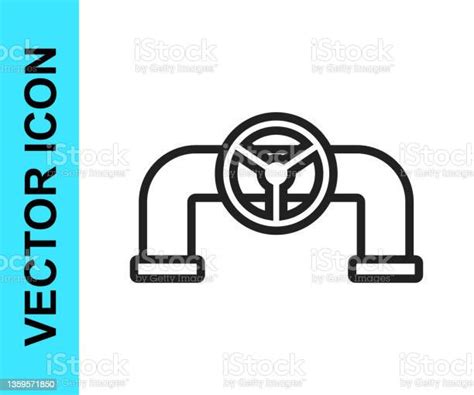 흰색 배경에 분리 된 밸브 아이콘이있는 검은 라인 오일 파이프 벡터 가솔린에 대한 스톡 벡터 아트 및 기타 이미지 가솔린 강철 건설 산업 Istock