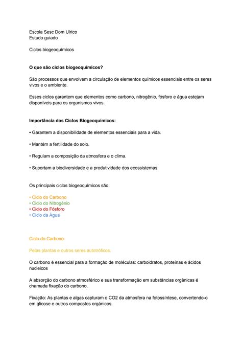 Solution Ciclos Biogeoquímicos Studypool
