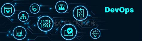 Devops Agile Development And Optimization Concept On Virtual Screen Stock Vector Illustration