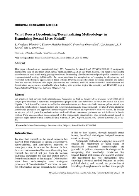 PDF What Does A Decolonizing Decentralizing Methodology In Examining Sexual Lives Entail