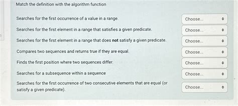 Solved Match The Definition With The Algorithm