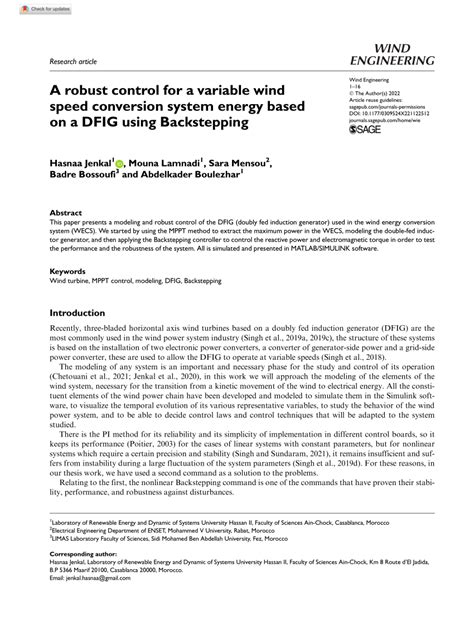 Pdf A Robust Control For A Variable Wind Speed Conversion System Energy Based On A Dfig Using