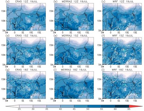 Atmospheric Column Precipitable Water Shaded Mm And 5 Mm Day 1 Rain