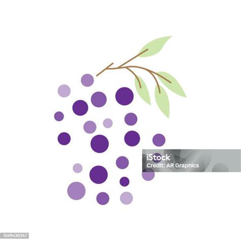 โลโก้องุ่น เวกเตอร์สวน ผลไม้สีม่วงสด การออกแบบแบรนด์ไวน์ แม่แบบภาพประกอบที่เรียบง่าย ภาพประกอบ