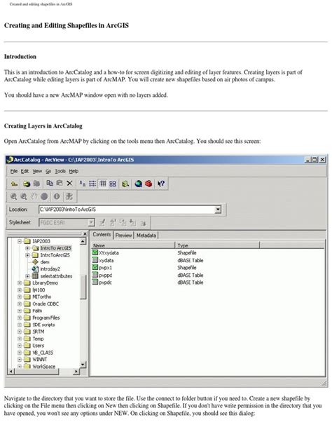 Creating And Editing Shapefiles In Arcgis Pdf Arc Gis Data