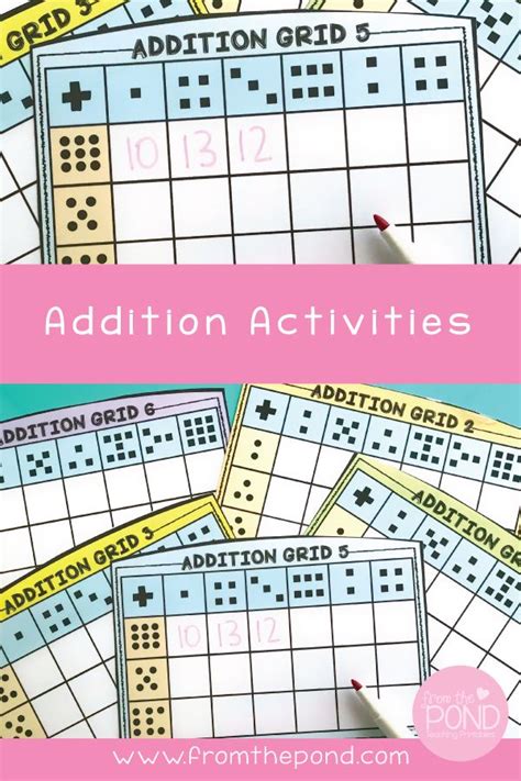 Addition Grid Activity Cards Activity Cards Addition Activities Teaching Addition