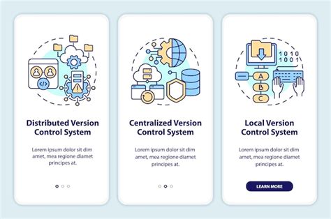 Premium Vector Version Control Systems Types Onboarding Mobile App Screen