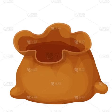 空棕色布袋袋装卡通风格白色背景隔离农村目标、要素 花瓣网