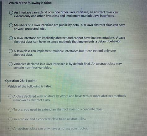 Solved Which Of The Following Is False An Interface Can