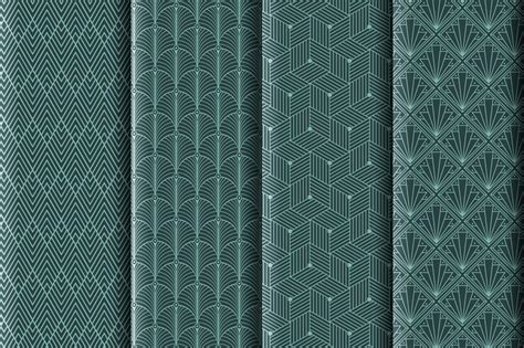 플랫 아트 데코 패턴 컬렉션 무료 벡터