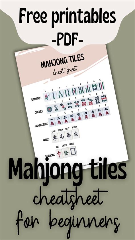 Master Mahjong Tiles With Our Free Cheatsheet For Beginners Artofit