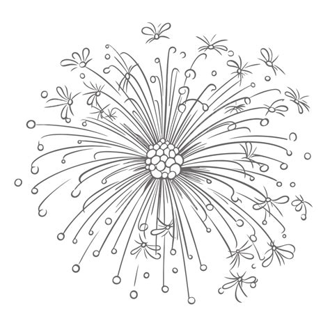 Drawing Of A Firework With White Dots Coloring Page Outline Sketch Vector Fireworks Drawing