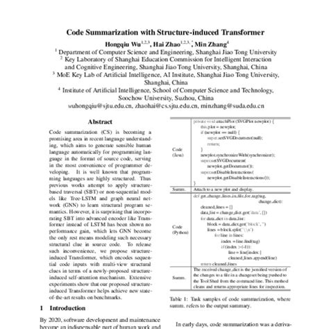 Code Summarization With Structure Induced Transformer Acl Anthology