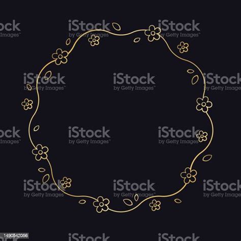 골드 라운드 플로랄 프레임 개요 낙서 봄 식물 서클 테두리 템플릿 결혼식 인사말 카드에 대한 번성 디자인 요소 외형선에 대한 스톡 벡터 아트 및 기타 이미지 Istock