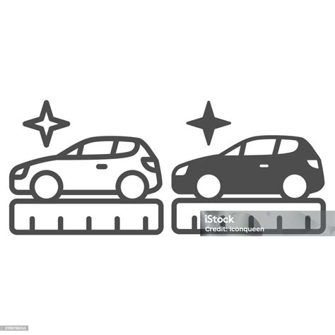 브랜드의 새로운 자동차 라인과 솔리드 아이콘 전시회 자동 엑스포 개념 벡터 그래픽 흰색 배경에 새로운 자동차 모델 기호 모바일 또는 웹 디자인을위한 윤곽선 스타일 아이콘