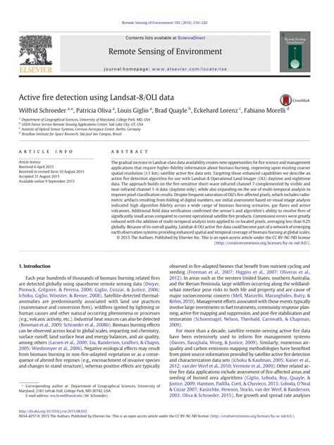 Pdf Active Fire Detection Using Landsat 8oli Data
