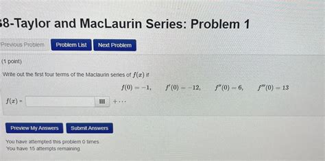 Solved 8 Taylor And Maclaurin Series Problem 1 1 Point