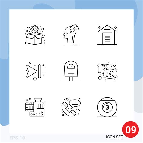 Set Of 9 Vector Outlines On Grid For Skip Arrows Idea Warehouse Storage Editable Vector Design