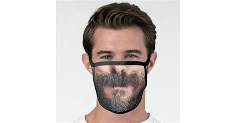 Mustache Man Funny Beard Mouth Humor Face Mask Zazzle