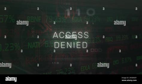 Image Of Access Denied Text X Symbol Binary Codes Circuit Board