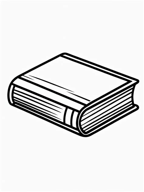 Simple Black And White Line Drawing Of A Closed Book Coloring Book Page