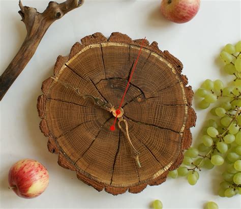 Часы из среза дерева Дуб Лес домой Срезы дерева Декор деревянных стен Деревянные знаки