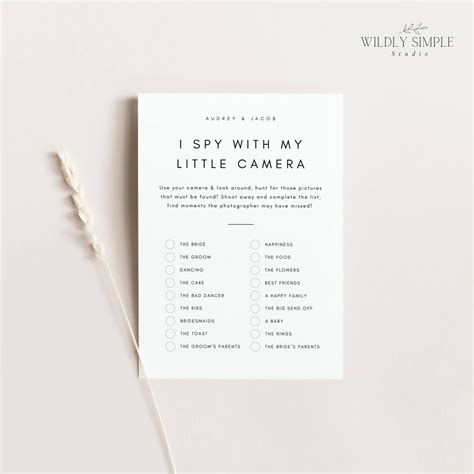 I Spy Wedding Camera Game Interactive Scavenger Hunt Card Photo