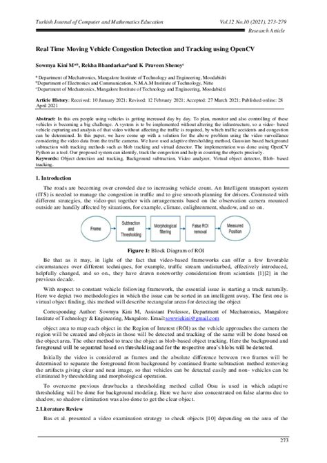 Pdf Real Time Moving Vehicle Congestion Detection And Tracking Using