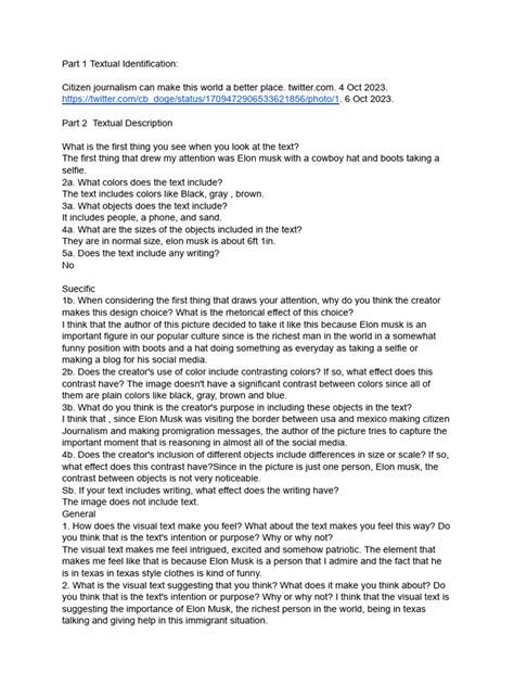 Visual Text Analysis Worksheet 1 Pdf Communication Human