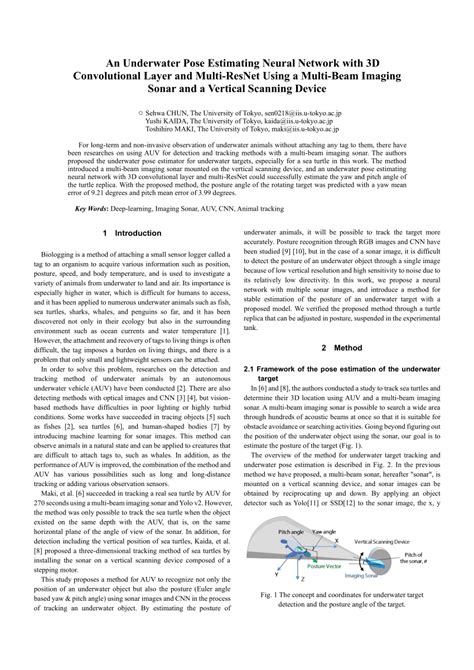 Pdf An Underwater Pose Estimating Neural Network With 3d Convolutional Layer And Multi Resnet