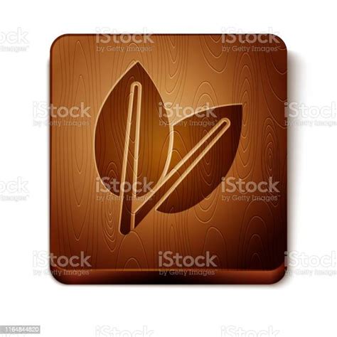 흰색 배경에 격리 된 갈색 잎 아이콘입니다 신선한 천연 제품 기호입니다 나무 사각형 버튼입니다 벡터 일러스트레이션 0명에 대한 스톡 벡터 아트 및 기타 이미지 Istock