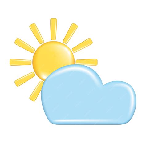 일기 예보 요소 아이콘 기호 기상학의 현실적인 3d 디자인 장식 3d 황금 태양과 푸른 구름 벡터 일러스트 레이 션 흰색 배경에 고립 프리미엄 벡터