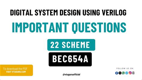 Bec654a Digital System Design Using Verilog Vtu Important Questions