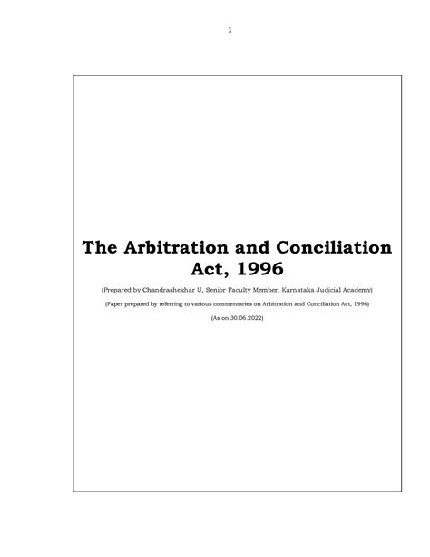 Arbitration And Conciliation Act 1996 06 Index Sections Topic Page