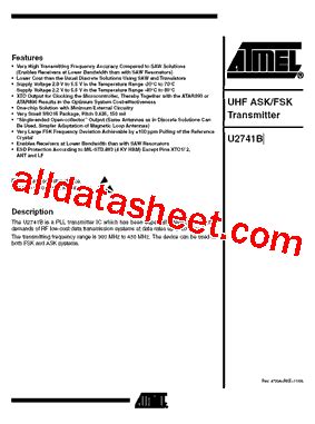 U2741B Datasheet(PDF) - ATMEL Corporation