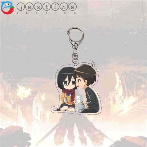 Jestine พวงกุญแจสองด้าน Levi Ackerman อะคริลิคอะนิเมะอุปกรณ์ตกแต่งภายในรถยนต์น่ารักโจมตีบน Titan