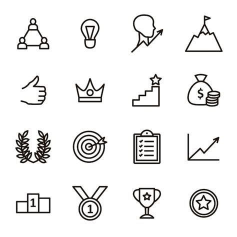 Premium Vector Motivation And Productivity Signs Black Thin Line Icon Set Vector