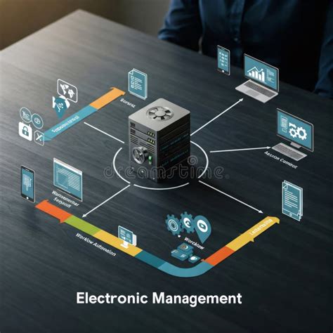 Manager Using Electronic Management System With Central Server Stock