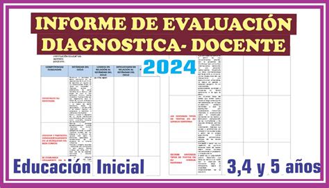 Informe De EvaluaciÓn DiagnÓstica Para Docente De Inicial Anexos