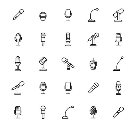 Premium Vector Microphone Outline Icon Set Mic Line Icons