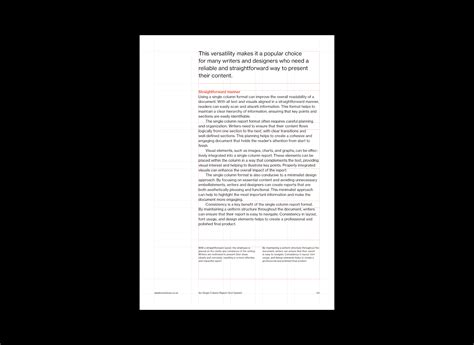 A4 Single Column Report Grid System For Indesign Behance